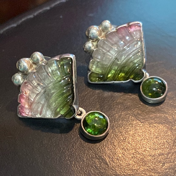 Amy Kahn Russell | Jewelry | Carved Watermelon Tourmaline Fan Earrings ...